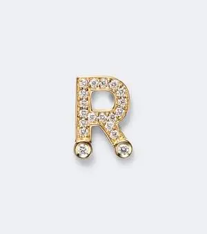 Sophie Bille Brahe Initial Petite R 18kt Single Earring With Diamonds - Gold
