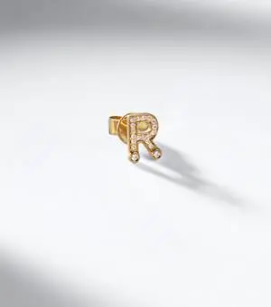 Sophie Bille Brahe Initial Petite R 18kt Single Earring With Diamonds