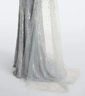 Jenny Packham Cosmic Dust Embellished Caped Gown