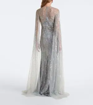 Jenny Packham Cosmic Dust Embellished Caped Gown