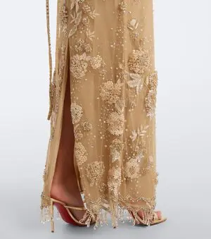GEORGES HOBEIKA Embellished Open-back Tulle Gown