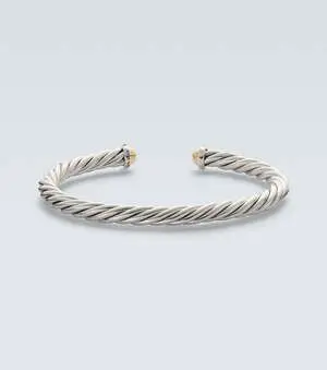 David Yurman Cable Sterling And 14kt Gold Cuff Bracelet With Diamonds