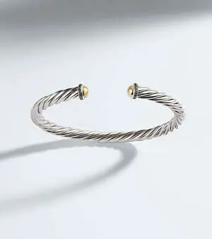 David Yurman Cable Sterling And 14kt Gold Cuff Bracelet With Diamonds