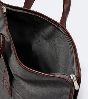 Brunello Cucinelli Leather-trimmed Canvas Garment Bag