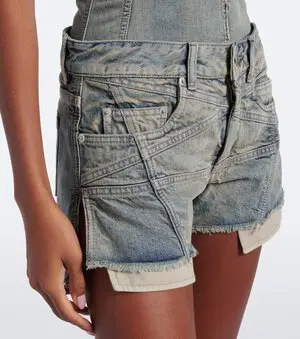 Rick Owens Lana Faded Denim Shorts