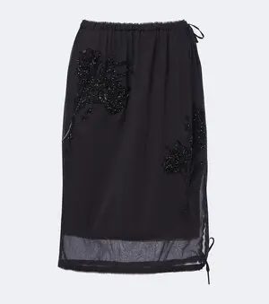 Prada Embellished Midi Skirt - Black