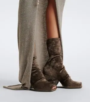 Rick Owens Cantilever Velvet Jersey Wedge Boots