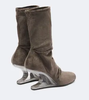 Rick Owens Cantilever Velvet Jersey Wedge Boots