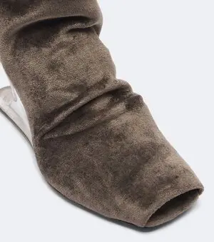 Rick Owens Cantilever Velvet Jersey Wedge Boots