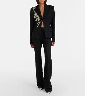 Alexander McQueen Beaded Embroidered Wool Blazer