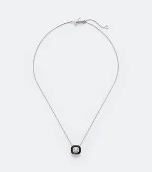 Nikos Koulis Oui 18kt White Gold And Enamel Pendant Necklace With Diamonds - Silver
