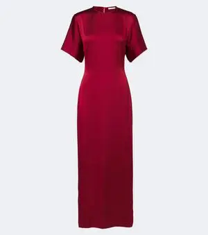 FFORME Imogen Gathe Satin Maxi Dress - Red