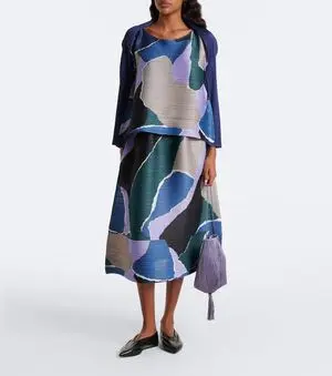 Issey Miyake Surprise! Pleated Printed Midi Skirt