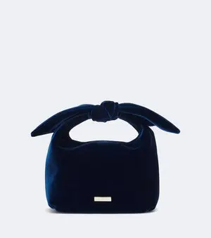 AQUAZZURA Bow Tie Mini Velvet Top-handle Bag - Blue