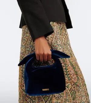 AQUAZZURA Bow Tie Mini Velvet Top-handle Bag - Blue