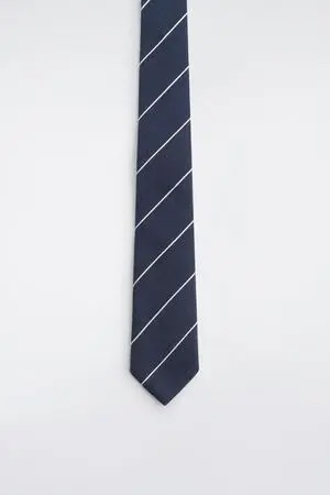 Cos Striped Silk Tie - Navy