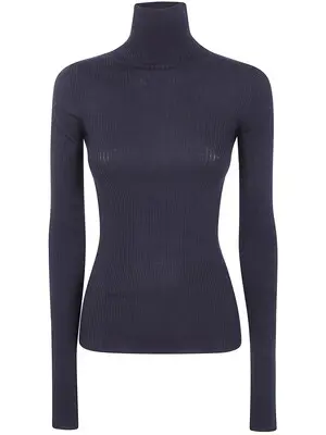 Max Mara Turtleneck Sweater Rib Wool "centro - Black