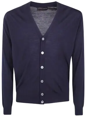 FILIPPO DE LAURENTIIS Sweater V-neck "v Neck Cardigan Sweater - Blue