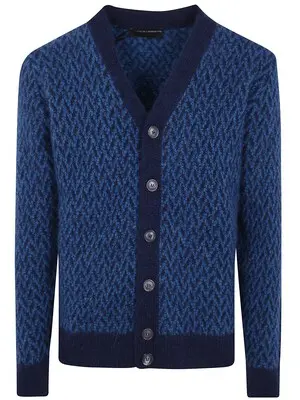 FILIPPO DE LAURENTIIS Cardigan Sweater V-neck - Blue
