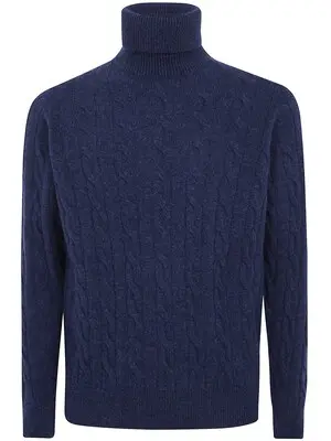 FILIPPO DE LAURENTIIS Sweater Turtle Neck Braided Sweater - Blue