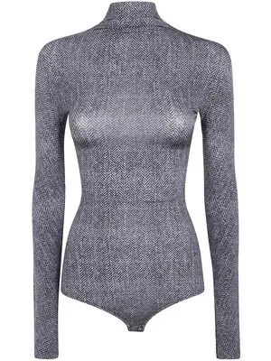 MAISON MARGIELA Bodysuit Printed Herringbone - Gray