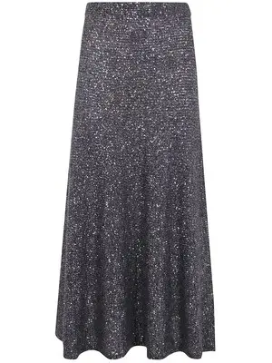 D.exterior Skirt Flared Soft Alpaca Flared Skirt - Brown