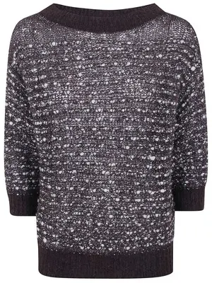 D.exterior Sweater Boat Neck "crystals - Brown
