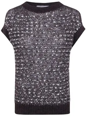 D.exterior Gilet Sweater Crystals Round Neck - Brown