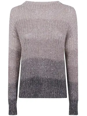 D.exterior Sweater Crystals Degrade "crystals Degrade Long Sleeves Rou - Brown