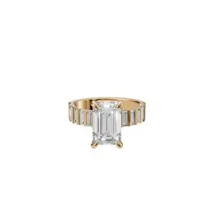 AYA FINE JEWELRY 4 Carat Igi Certified Emerald Cut Lab Grown Diamond Engagement Ring In Gold - Yellow