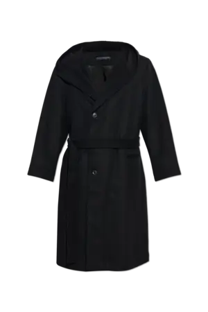 Yohji Yamamoto Wool Hooded Coat - Black