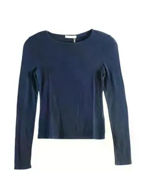 AMOMENTO Long-sleeve Boat-neck Top - Blue