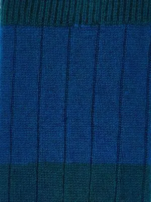 Paul Smith Navy And Teal Cashmere-blend Stripe Ribbed