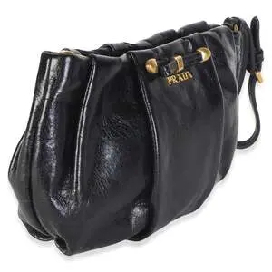 Prada Vitello Shine Pleated Bow Wristlet Clutch