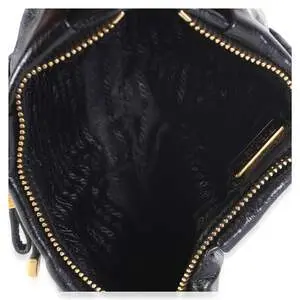Prada Vitello Shine Pleated Bow Wristlet Clutch