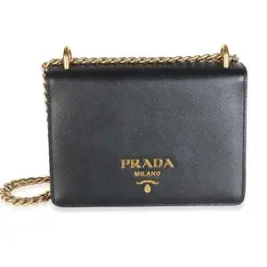 Prada Saffiano Logo Chain Flap Bag