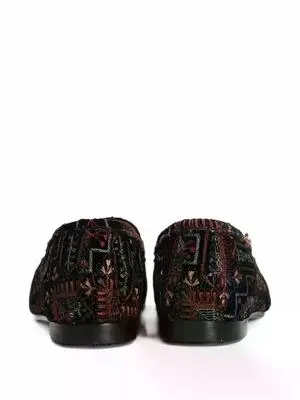 ANNIEL Embroidered Velvet Loafers