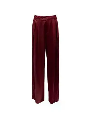DANAME Pleated Satin-finish Trousers - Red