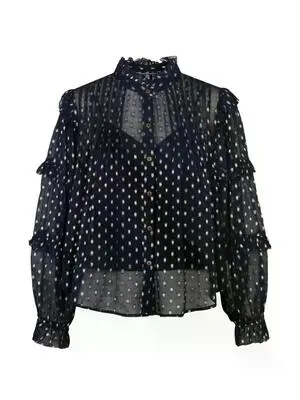 MAISON HOTEL Simona Ruffled Polka-dot Blouse