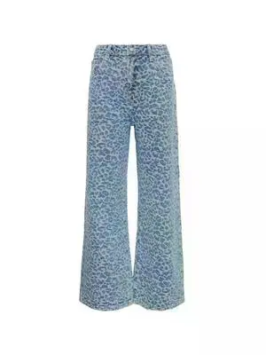 Rally Movement Leopard-print Baggy Jeans - Blue