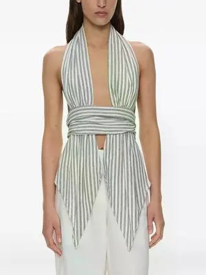 Christopher Esber Striped Draped Halter Top