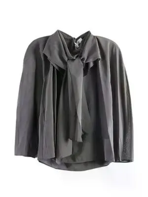 AMOMENTO Bow-detail Sheer Blouse - Grey