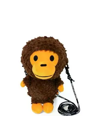 A BATHING APE Baby Milo Plush Crossbody Bag - Brown