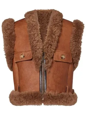 Chloé Leather Gilet With Shearling