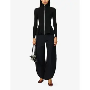 Alaïa Petal Curved-leg Wool Denim Trousers