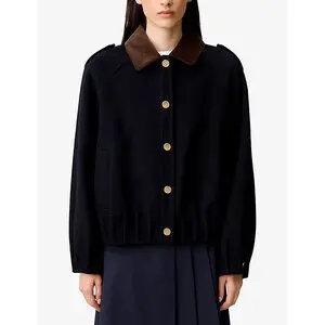 Claudie Pierlot Oversized Contrast-collar Wool-blend Jacket