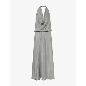 Dissh Adele Cowl-neck Cupro-blend Midi Dress - Slate