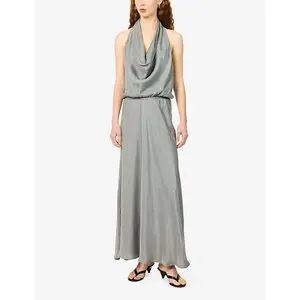 Dissh Adele Cowl-neck Cupro-blend Midi Dress