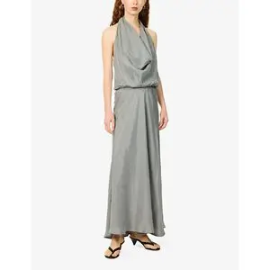 Dissh Adele Cowl-neck Cupro-blend Midi Dress