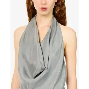 Dissh Adele Cowl-neck Cupro-blend Midi Dress